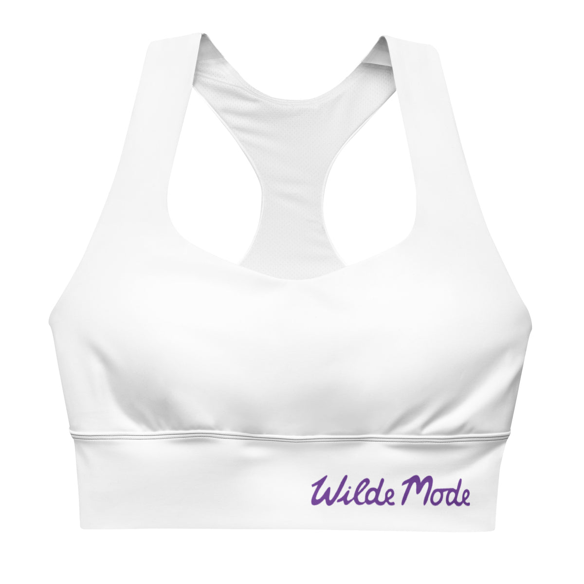 Wilde Mode Signature Longline Bra – White Recycled Sports Bra (XS–3XL ...